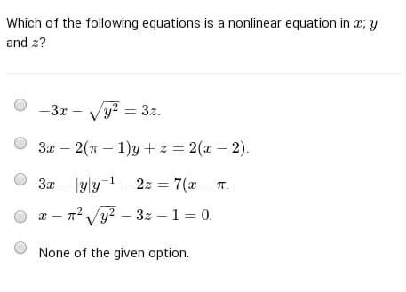 Solved Which Of The Following Equations Is A Nonlinear Chegg