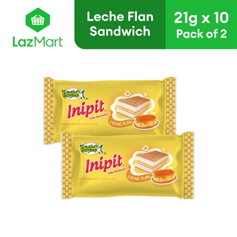 Lemon Square Inipit Cake Sandwich Leche Flan 21g X 10 Pack Of 2