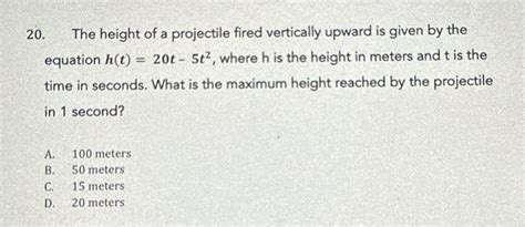 solved the height of a projectile fired vertically upward is