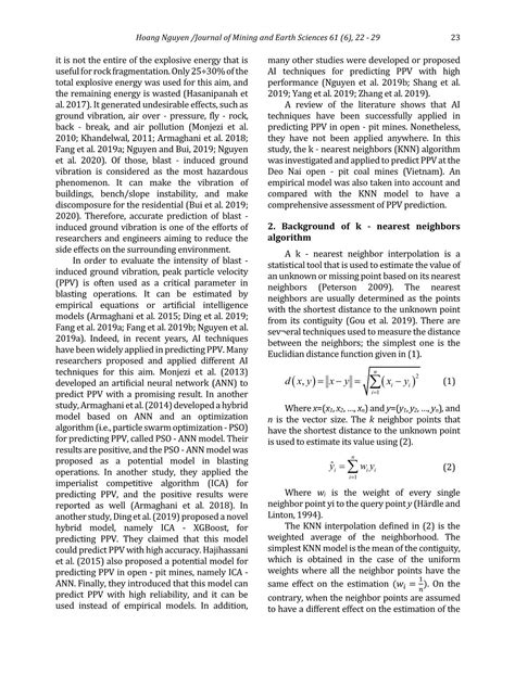 Application Of The K Nearest Neighbors Algorithm For Predicting Blast
