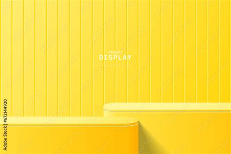 Modern Yellow 3d Round Podium Realistic Or Product Display Stand Podium Scene For Product