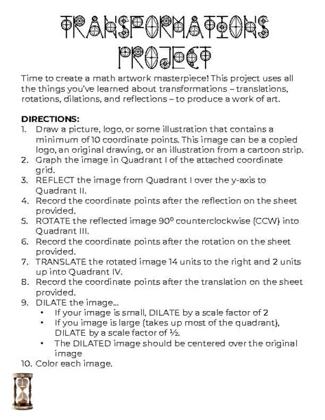 Transformation Math Project Transforming An Image By Homeschool Hourglass