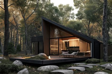 Фотореалистичный деревянный дом с деревянной конструкцией Ai