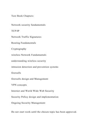 Text Book ChaptersNetwork Security FundamentalsTCPIP Docx