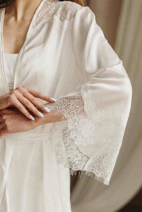 Silk Satin Bridal Robe Ivory Wedding Robe Bridal Getting Ready Outfit