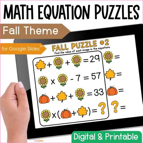 Fall Math Puzzles Math Brain Teasers Math Challenge Number Puzzles