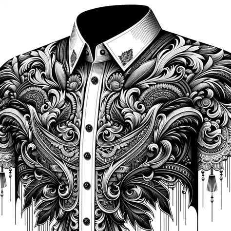 Elegant Black And White Philippine Barong Vector Pattern Ai Art
