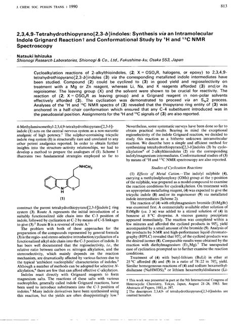Pdf Cheminform Abstract 2349 Tetrahydrothiopyrano23 Bindoles Synthesis Via An