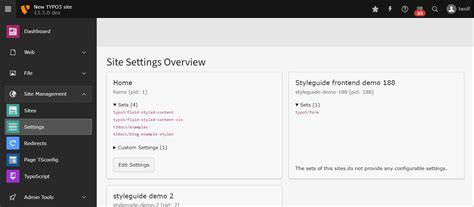 site settings editor — typo3 explained main documentation