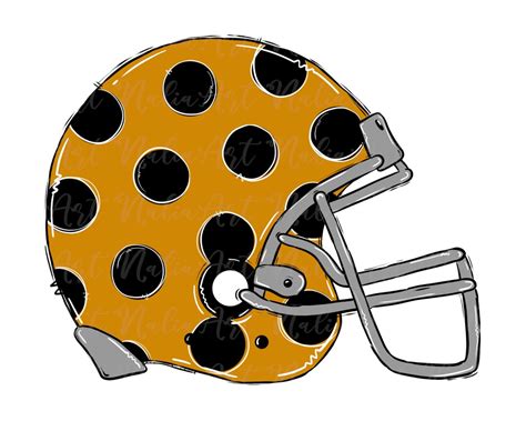 Helmet Football Gold Orange Dots Black Digital Download Etsy