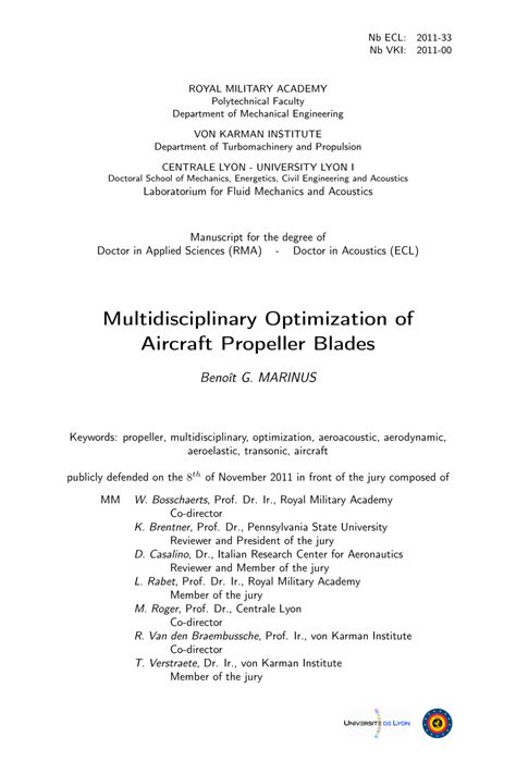 Pdf Multidisciplinary Optimization Of Aircraft Propeller Blades