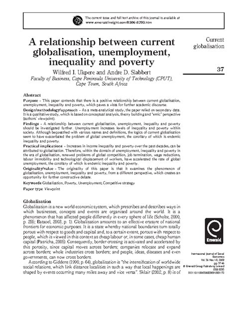 A Relationship Between Current Globalisation A Relationship Between Current Globalisation