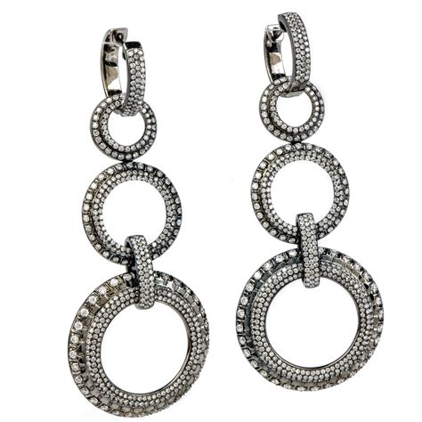 Daniel K Diamond 18 Karat Gold Triple Circle Dangle Drop Earrings For Sale At 1stdibs