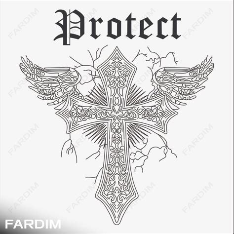 طرح تیشرت مدل صلیب محافظ