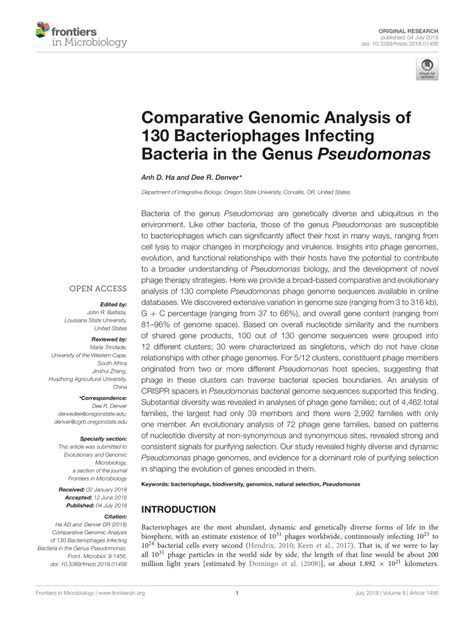 Pdf Comparative Genomic Analysis Of 130 Bacteriophages Infecting Bacteria In The Genus Pseudomonas