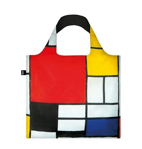 Loqi 피에트 몬드리안 빨강 노랑 파랑 검정 구성 가방 티몬