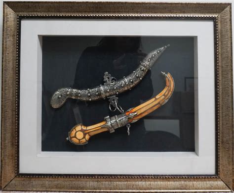 Lot Two Middle Eastern Daggers With Scabbards In Shadowbox Frame Frame 20 X 24 In 508 X