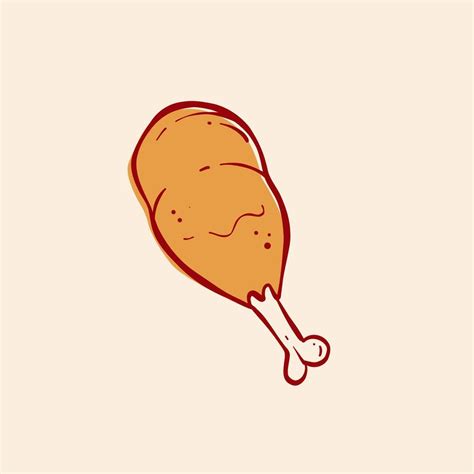 Hand Drawn Fried Chicken Drum Stick Fast Food Menu Illustration