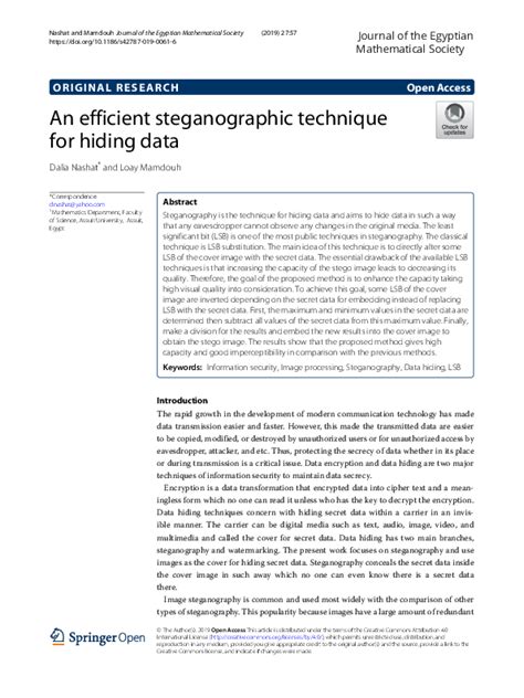 pdf an efficient steganographic technique for hiding data