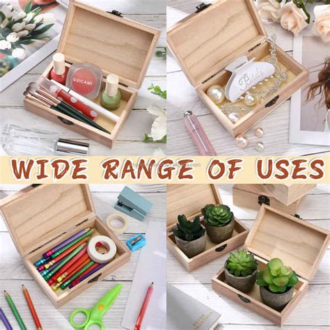 Unfinished Acacia Small Wood Boxes With Hinged Lid Rectangle Keepsake Box Front Clasp Wooden