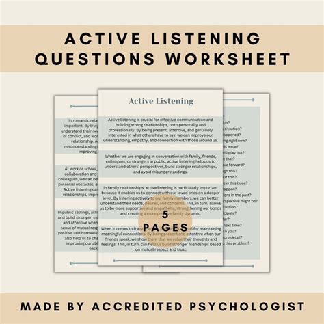 Active Listening Worksheet Therapy And Communication Skills Pdf Digital