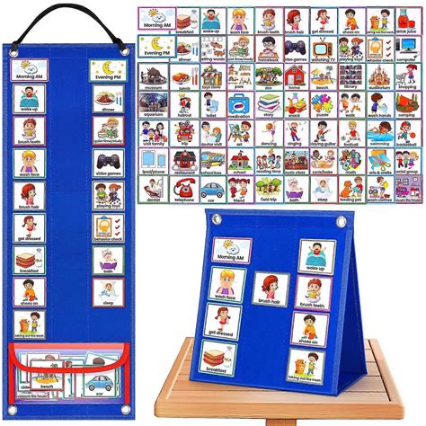 Visuellt Schema Barn Daglig Rutin Diagram Med 70 St Kort Autism Förskola Adhd Asd För Hemskola
