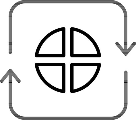 Black Line Art Illustration Of Pie Chart With Rotating Arrow Icon