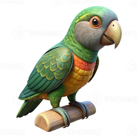 Beautiful Classic Parrot On Perch Isolated 57456396 Png