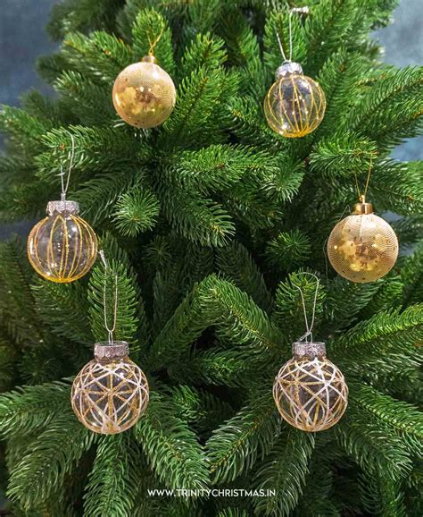 Buy 6pcs Dazzle Gold Baubles Set Xmas Tree Decor Trinity Christmas