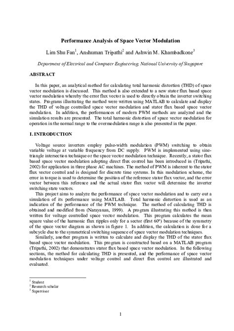 Pdf 1 Performance Analysis Of Space Vector Modulation