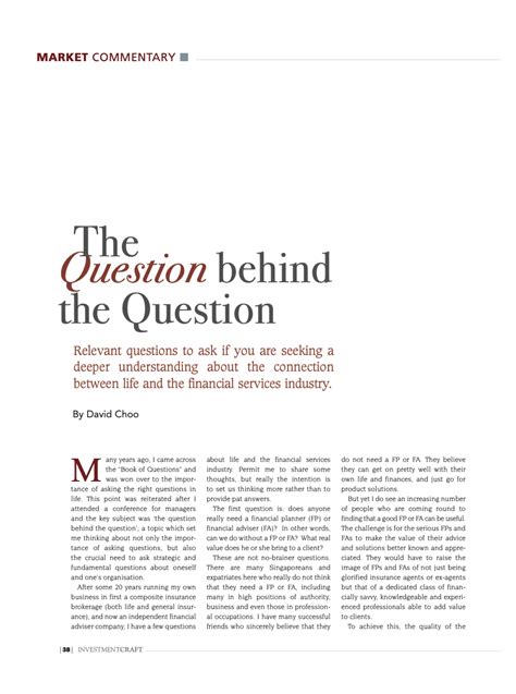 The Question Behind The Question Promiseland Financial Advisory