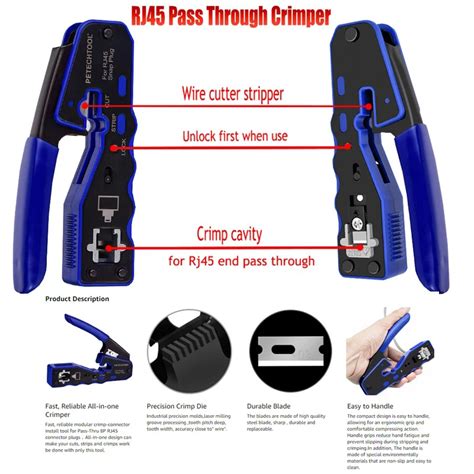 Couleur B Outil De Sertissage De Câble Réseau Rj45 Cat7 Cat6 Cat5