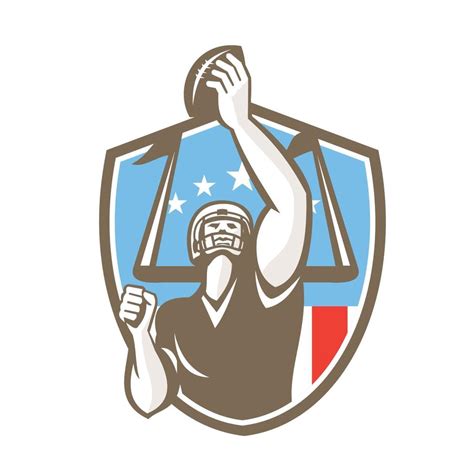 American Football Player Touchdown Goal Post Retro 11885571 Vector Art