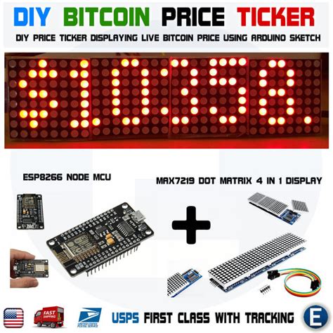 Diy Arduino Bitcoin Crypto Coin Price Ticker Red Led Dot Matrix Displa