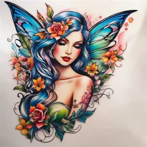 Colorful Fairy Tattoo Designs Simple Color Tattoo