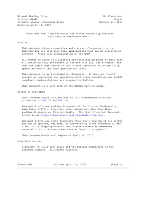 Pdf Overview Real Time Protocols For Browser Based Applications