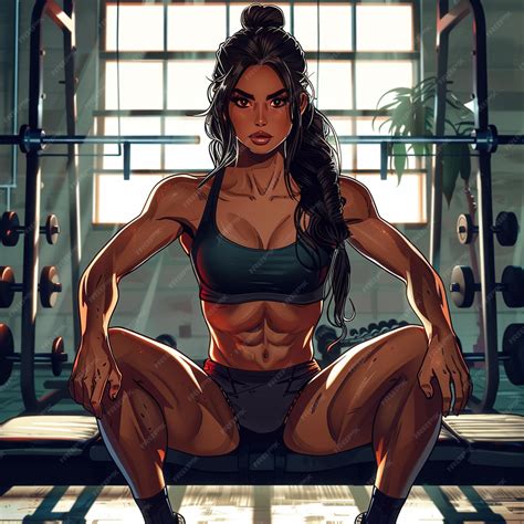 Gym Goddess Latina Fitness Model Showcasing Her Physique Premium Ai