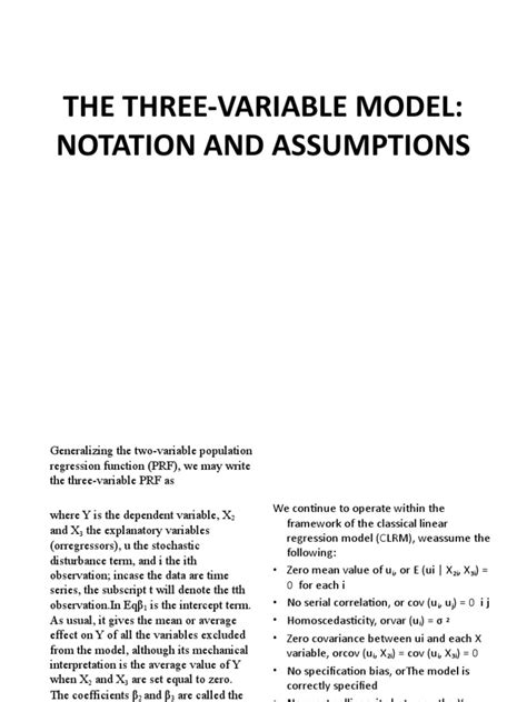 The Three Variable Model Notation And Assumptions Pdf Ordinary Least Squares Errors And
