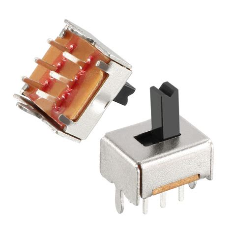 Uxcell 50pcs 5mm Vertical Slide Switch Dpdt 2p2t 6