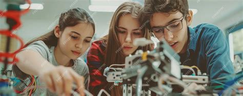 Premium Photo Students In A Robotics Classroom Building And