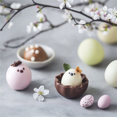 Easter Chocolate Eggs Pastel Colors Easter Traditional Food Spring