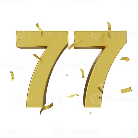 Gold 77 Number With Confetti 22286274 Png