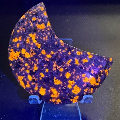 Accents Natural Yooperlite Crescent Moon Hand Carved Uvs Fire Stone