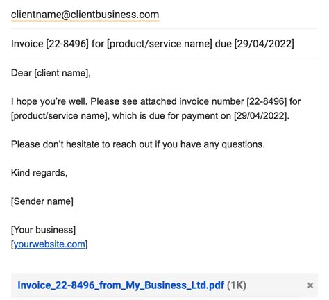 How To Write An Invoice Email Invoice Email Template Gocardless