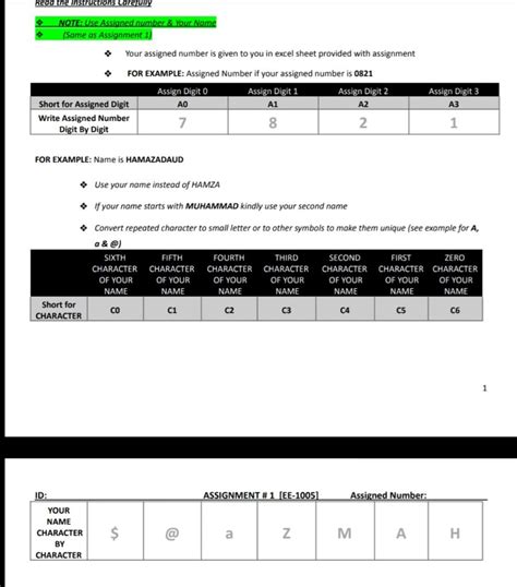 Solved Note Use Assianed Number And Your Name Same As