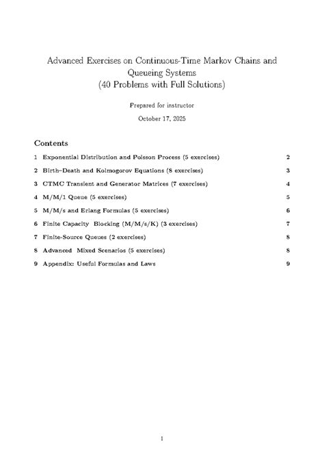 Advanced Exercises On Markov Chains And Queueing Systems Ctmc Studocu