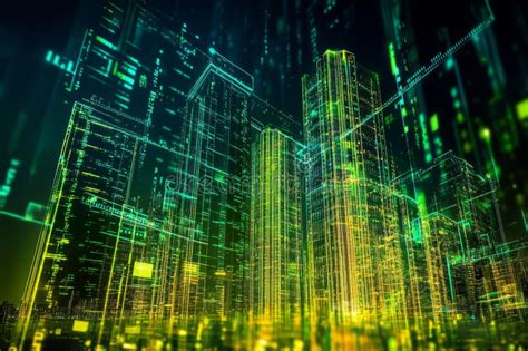holographic cityscape emerging from a digital interface glowing data streams forming futuristic