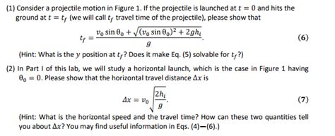 solved 1 consider a projectile motion in figure 1 if the