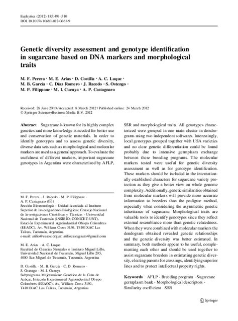 Pdf Genetic Diversity Assessment And Genotype Identification In