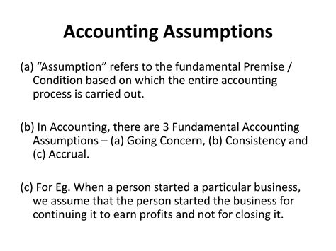 12 Accounting Assumptions Principles And Conceptspptx